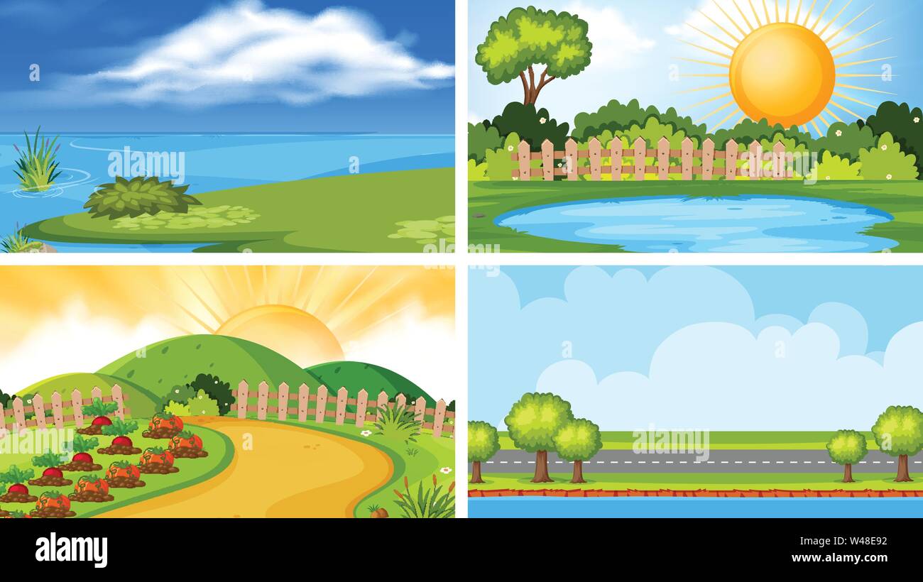 Set of different nature scenes illustration Stock Vector Image & Art ...