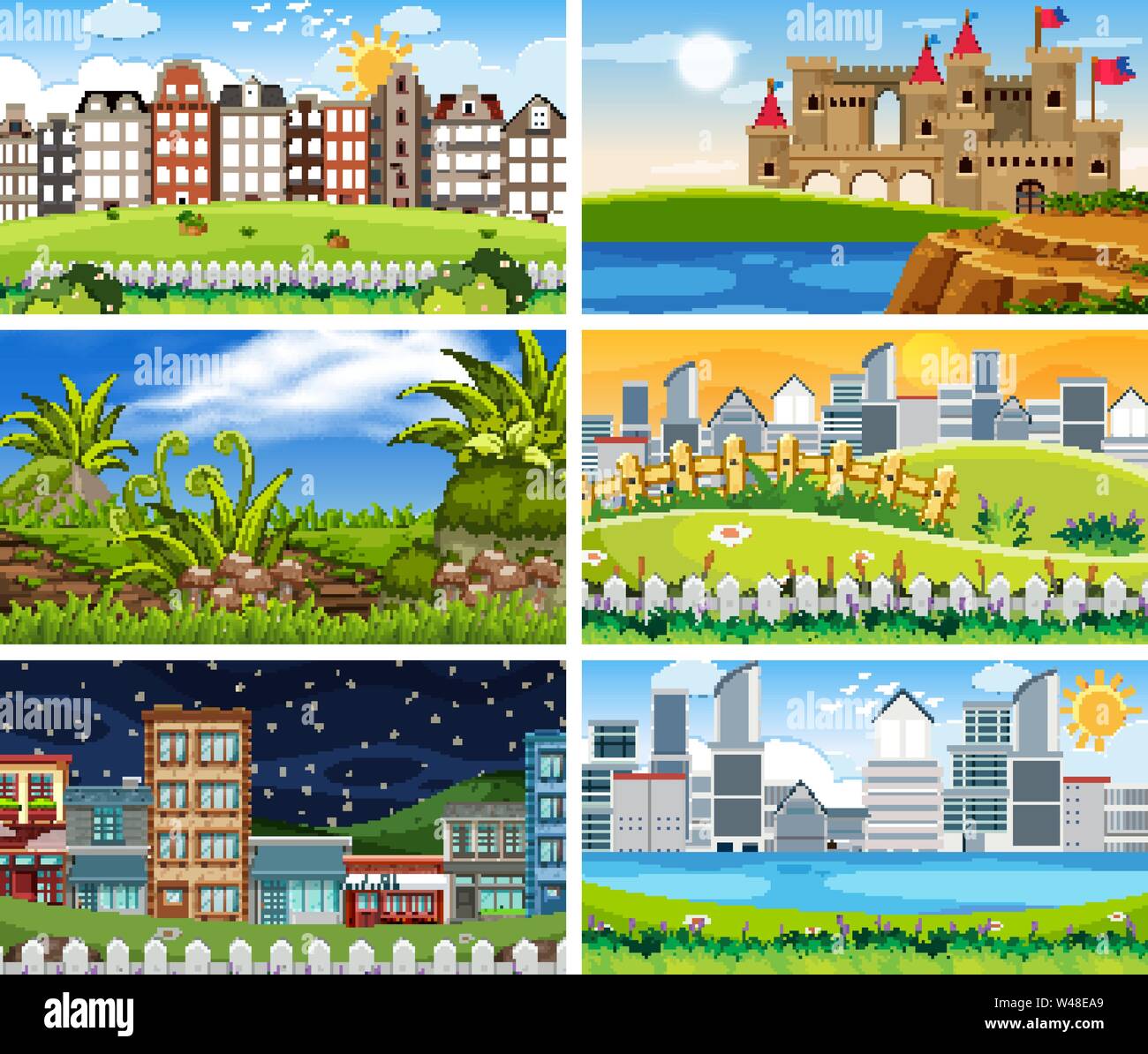 Set of different scenes illustration Stock Vector Image & Art - Alamy