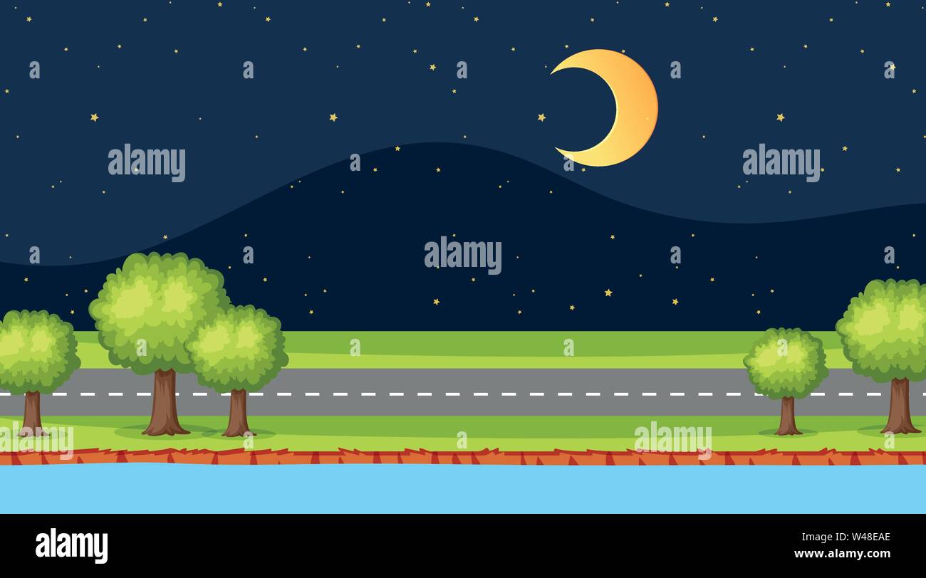 Street scene at night illustration Stock Vector Image & Art - Alamy