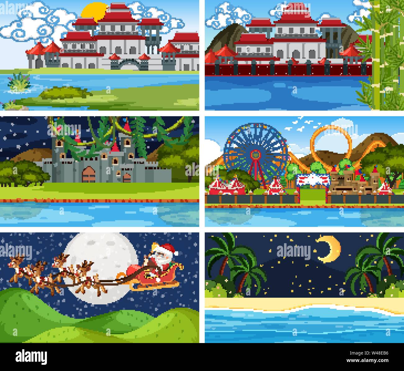 Set of different background scenes illustration Stock Vector Image ...