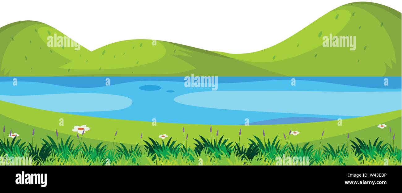 Nature foreground river scene illustration Stock Vector Image & Art - Alamy