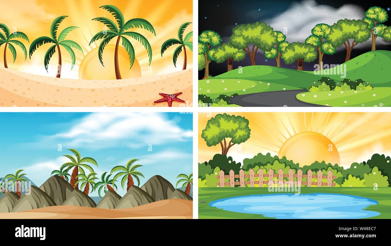 Set of different outdoor scenes illustration Stock Vector Image & Art ...