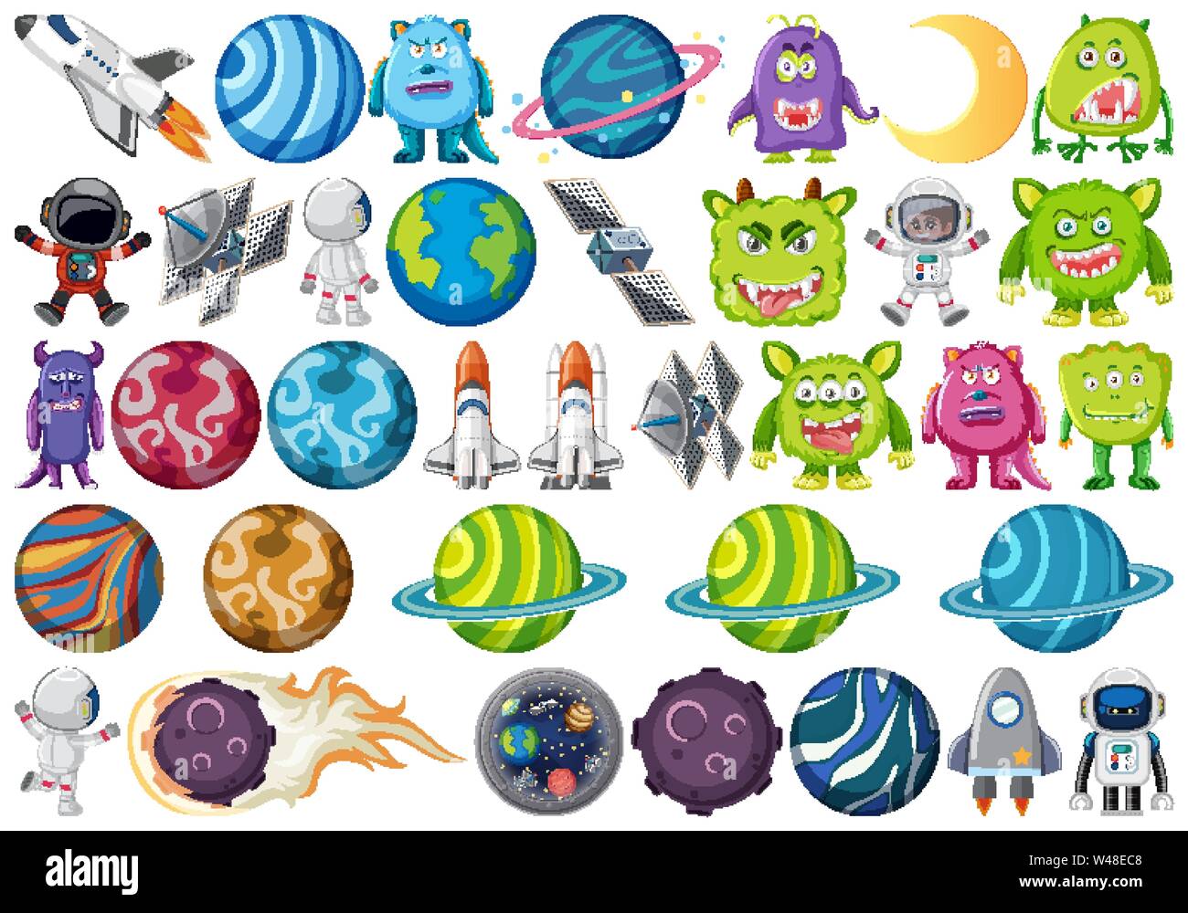 Large space themed set illustration Stock Vector Image & Art - Alamy