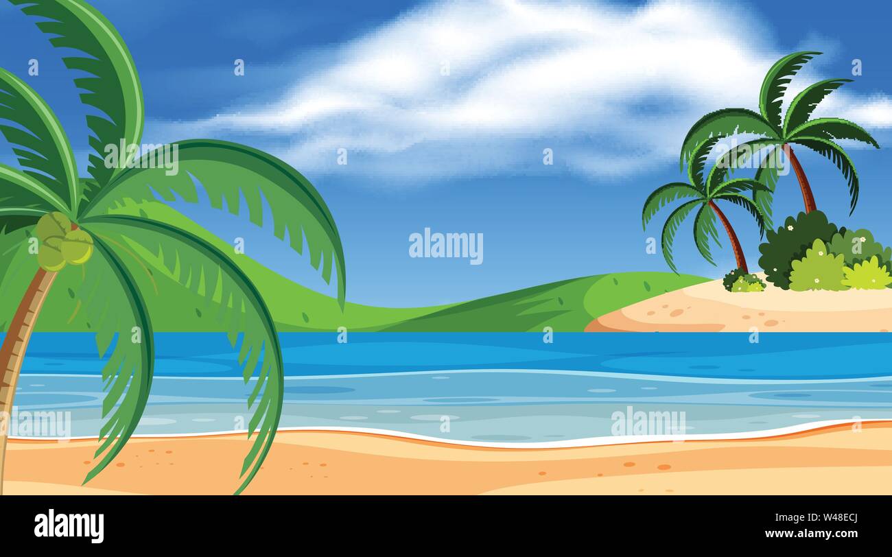 Beautiful beach background scene illustration Stock Vector Image & Art ...