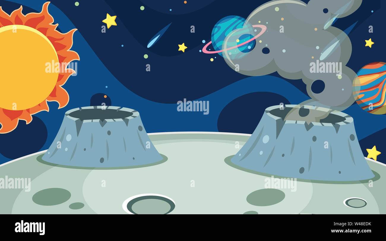 Outer space moon background illustration Stock Vector Image & Art - Alamy