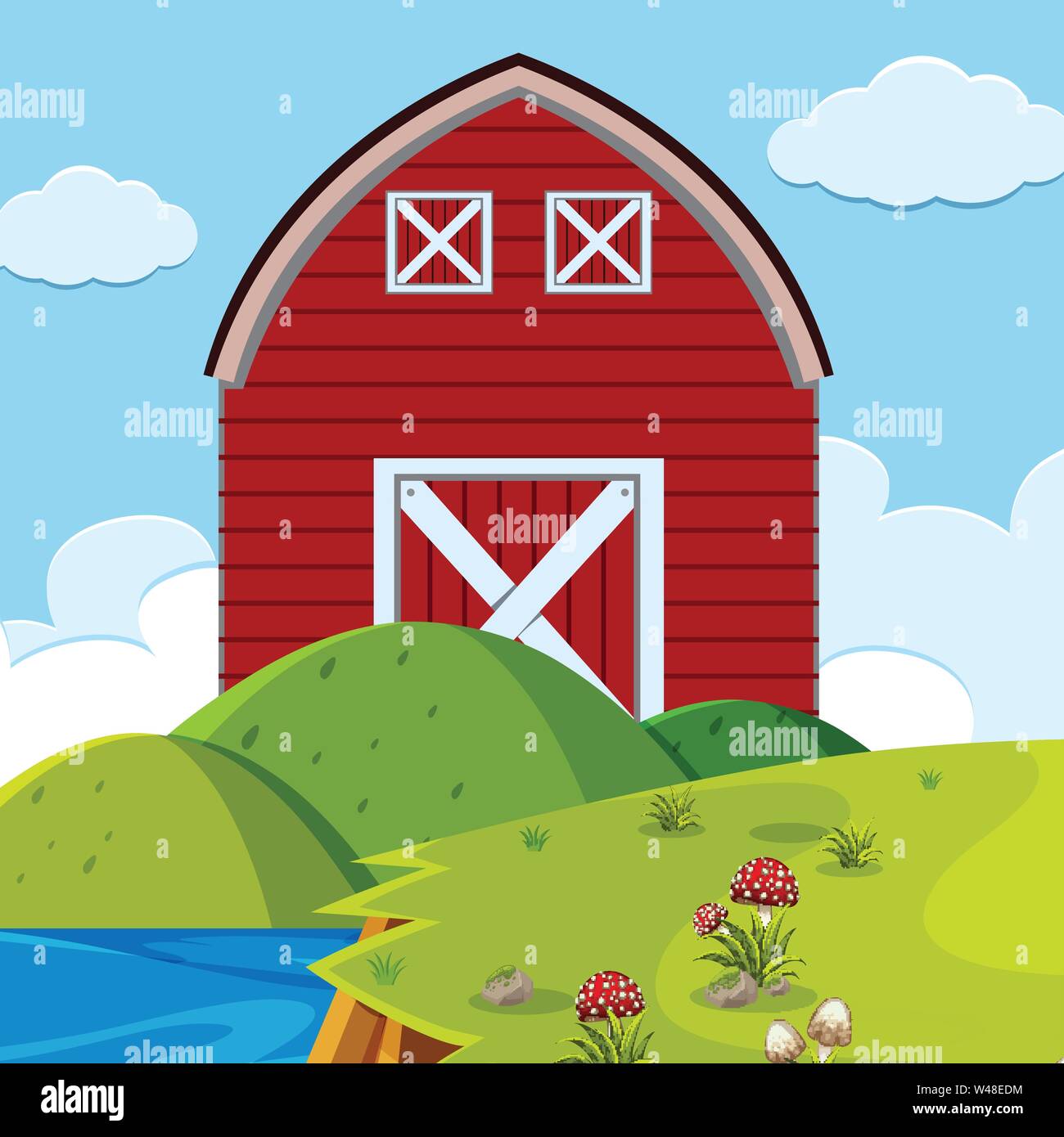 Red barn outdoors scene illustration Stock Vector Image & Art - Alamy