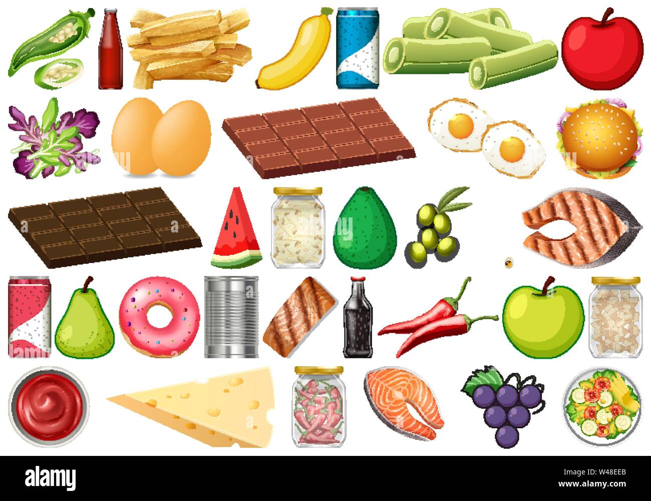 Set of different foods illustration Stock Vector Image & Art - Alamy