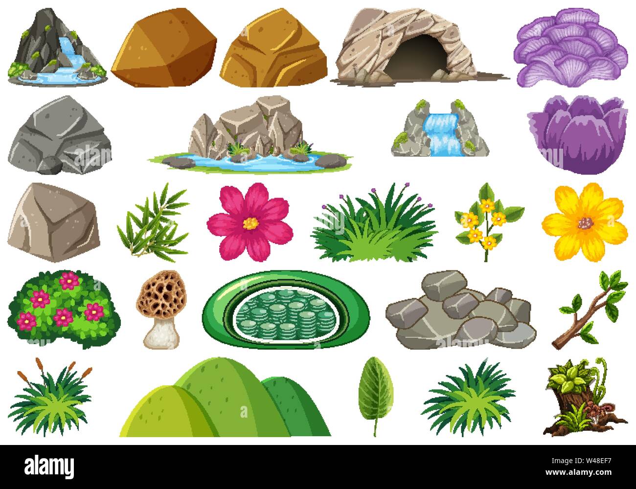 Plants rocks water Cut Out Stock Images & Pictures - Alamy