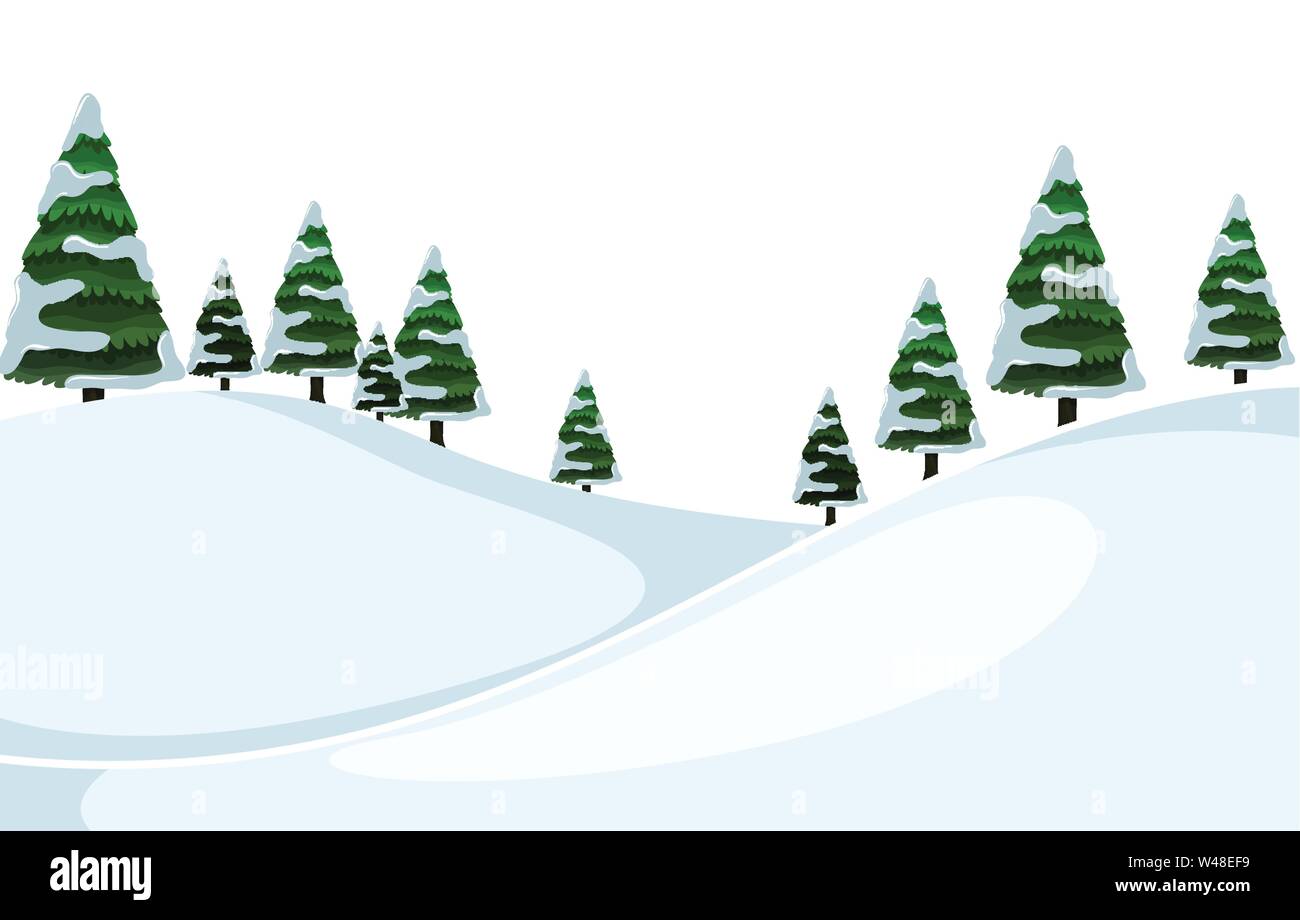 Snow with trees foregrounds illustration Stock Vector Image & Art - Alamy