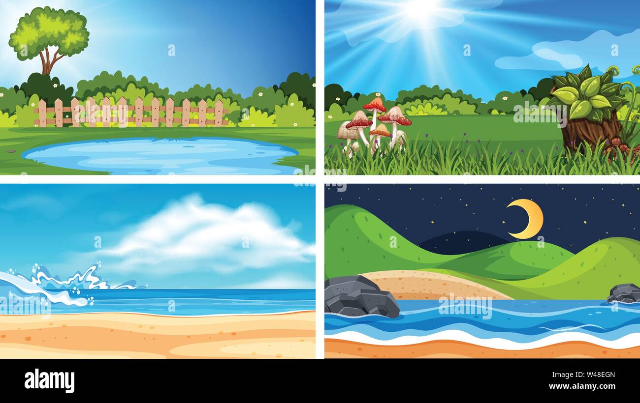 Set of different nature scenes illustration Stock Vector Image & Art ...