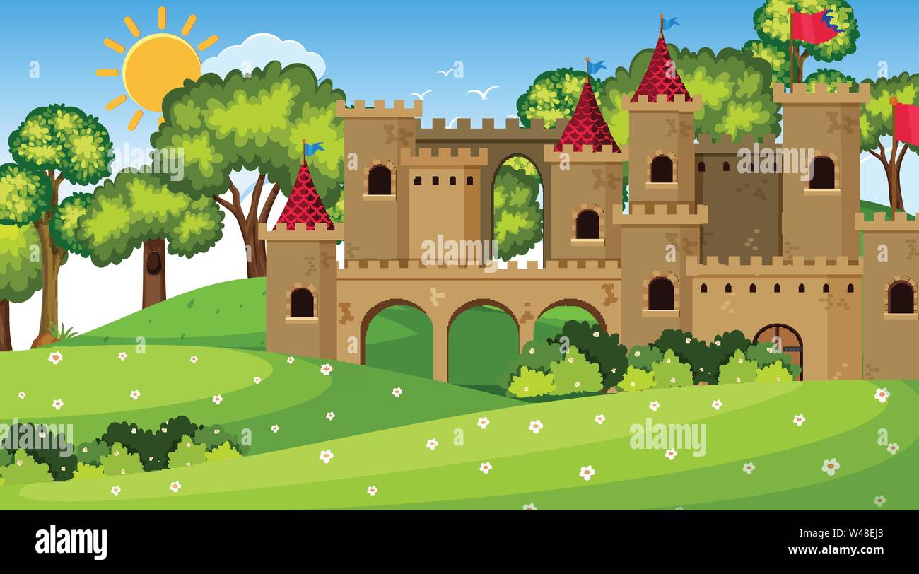Castle in nature scene illustration Stock Vector Image & Art - Alamy