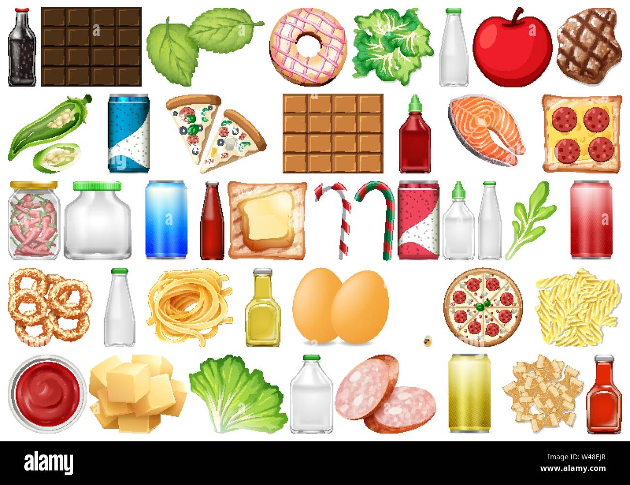 Set of different foods illustration Stock Vector Image & Art - Alamy