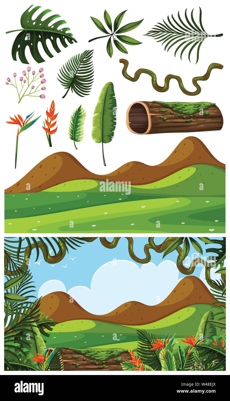 Nature objects and scene illustration Stock Vector Image & Art - Alamy