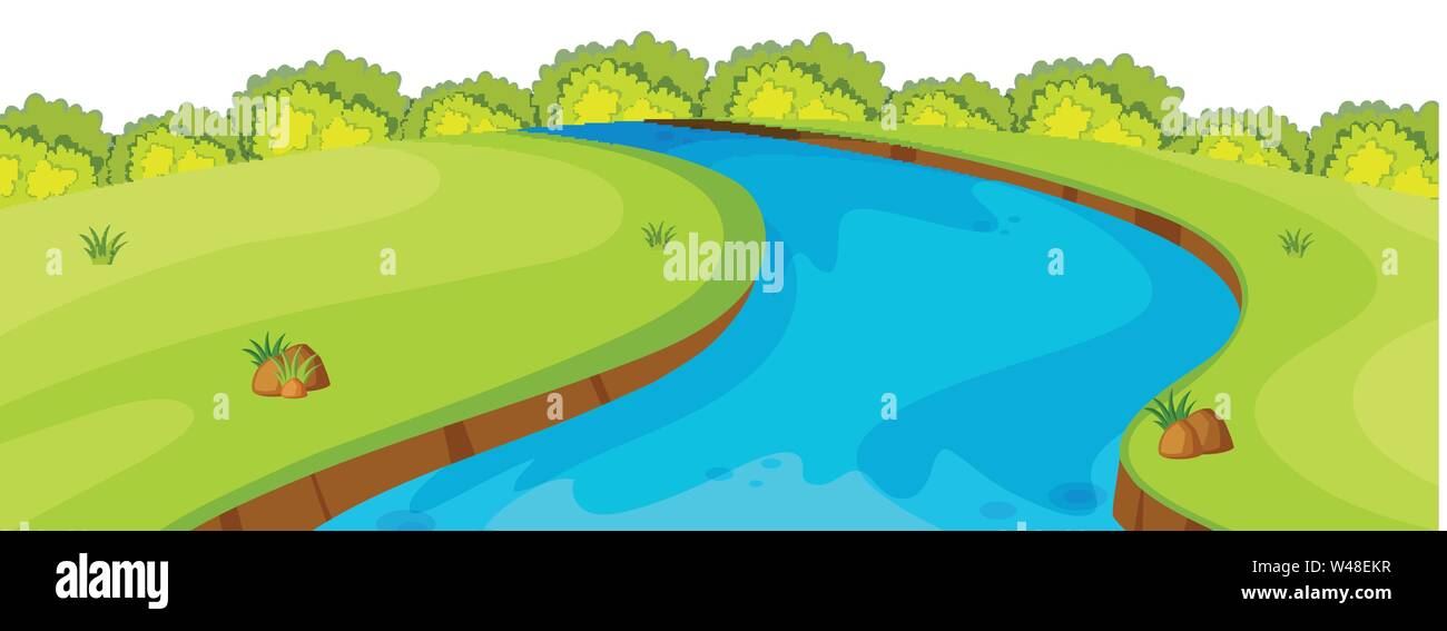 River nature foreground scene illustration Stock Vector Image & Art - Alamy