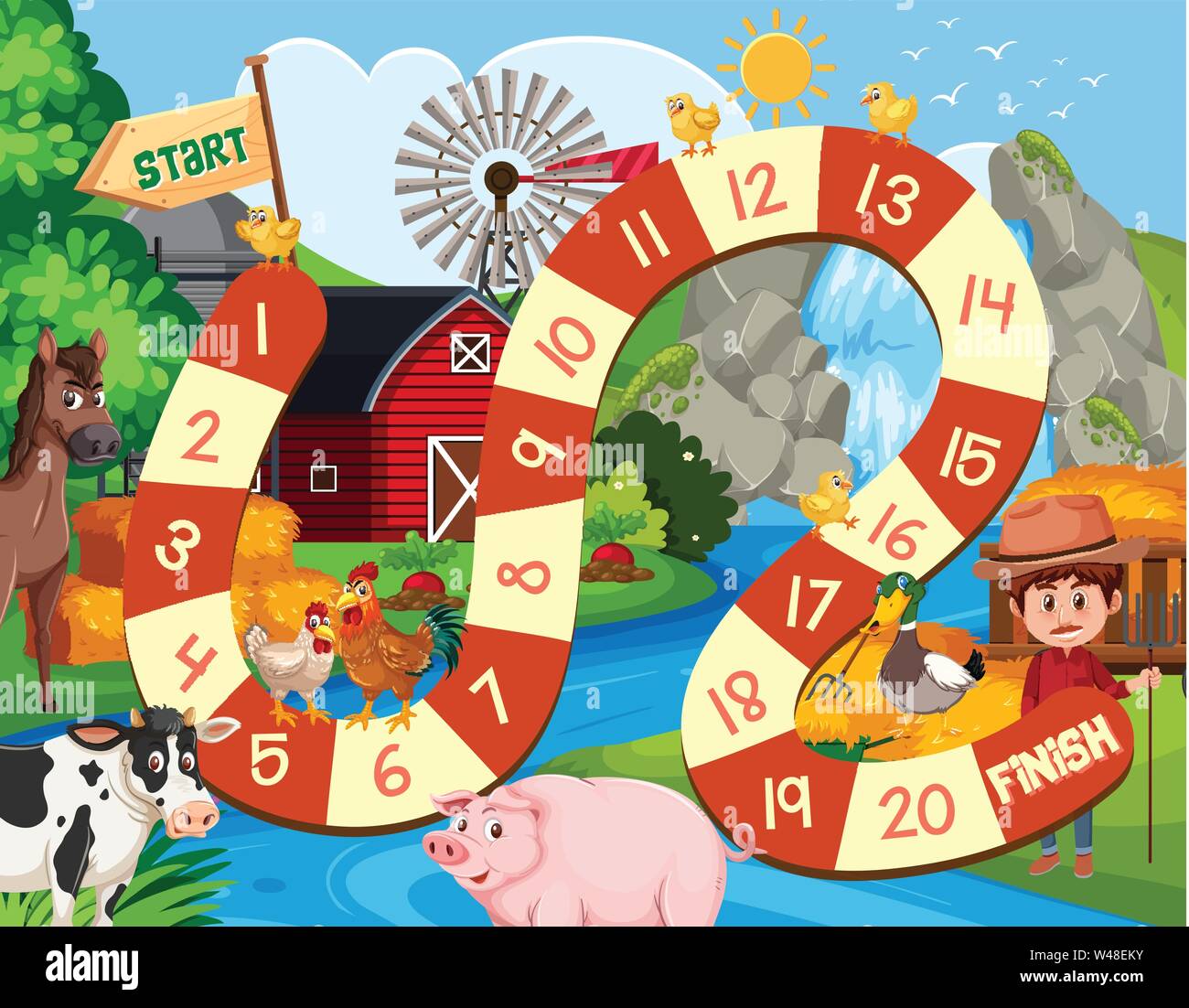 Farm board game background illustration Stock Vector Image & Art - Alamy