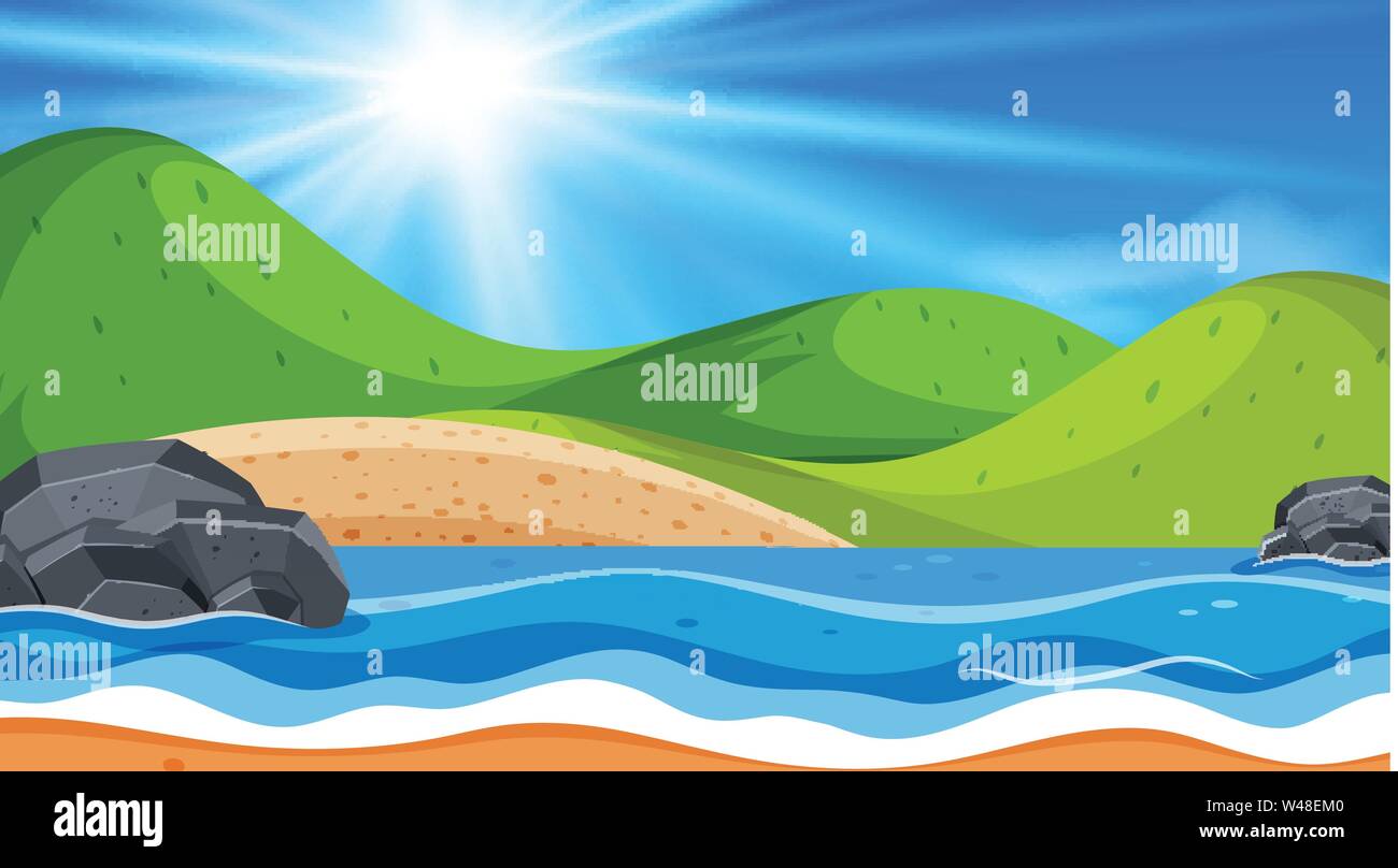 Ocean beach background scene illustration Stock Vector Image & Art - Alamy
