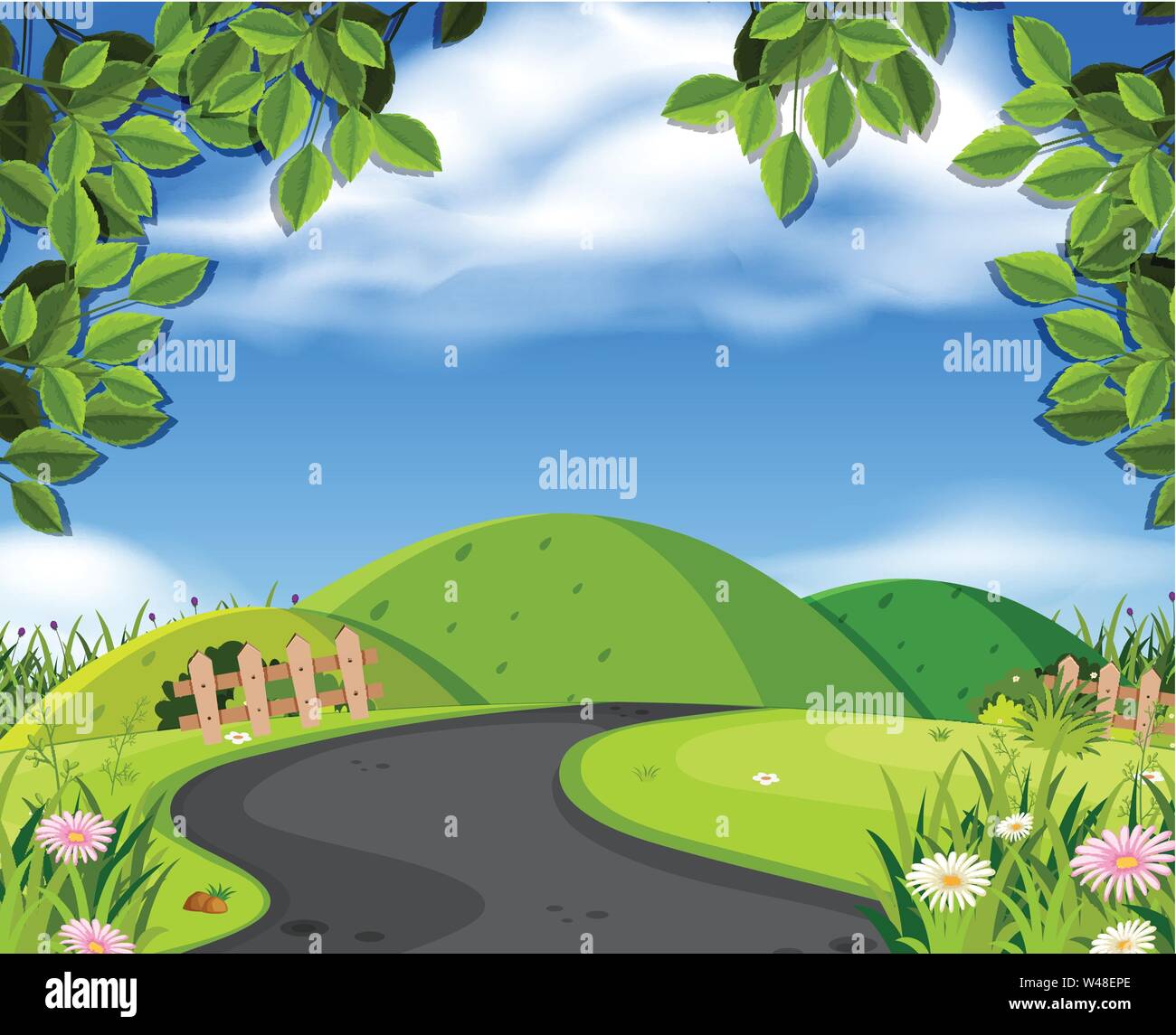 Beautiful outdoor nature scene illustration Stock Vector Image & Art ...