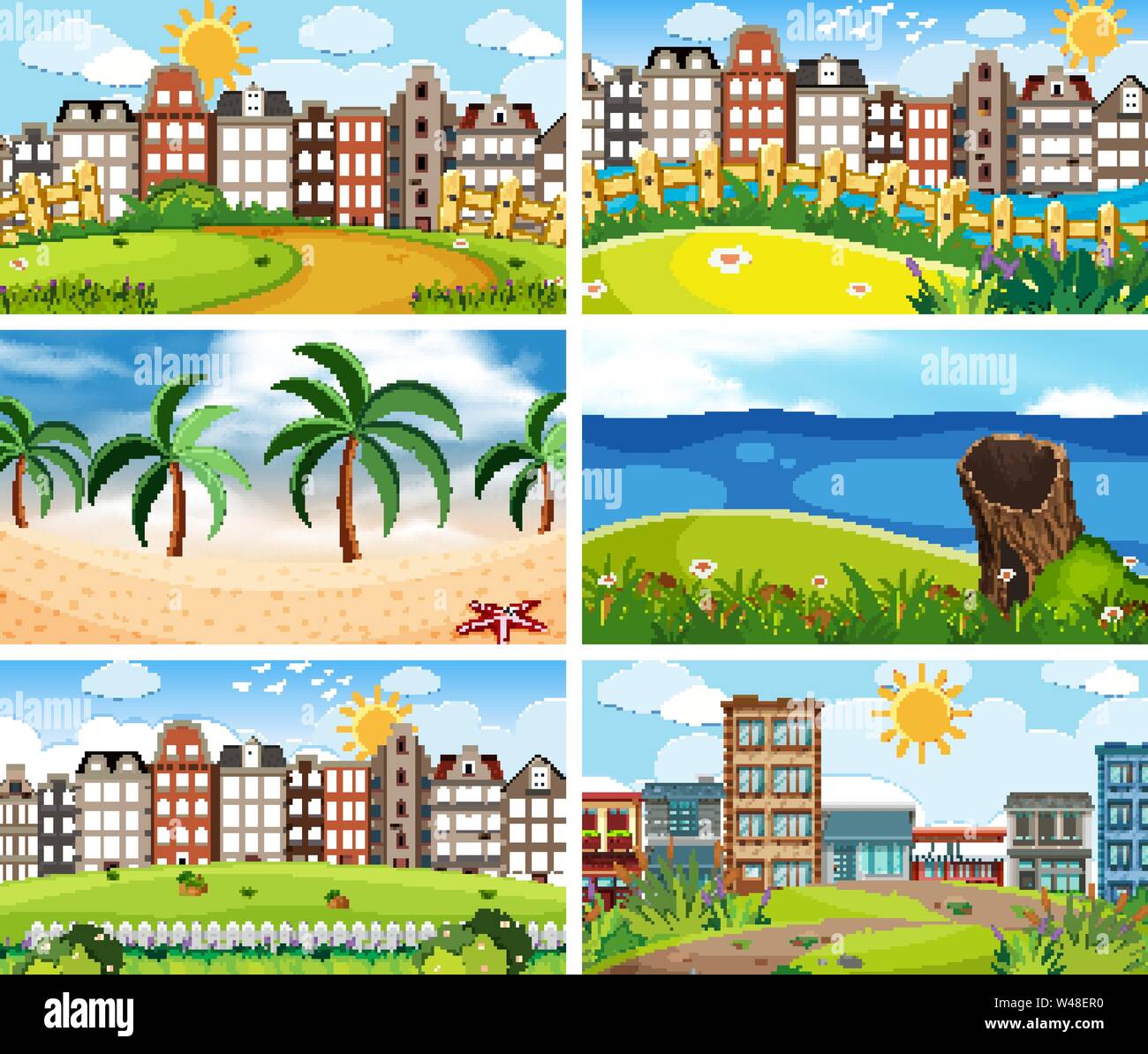 Set of different scenes illustration Stock Vector Image & Art - Alamy