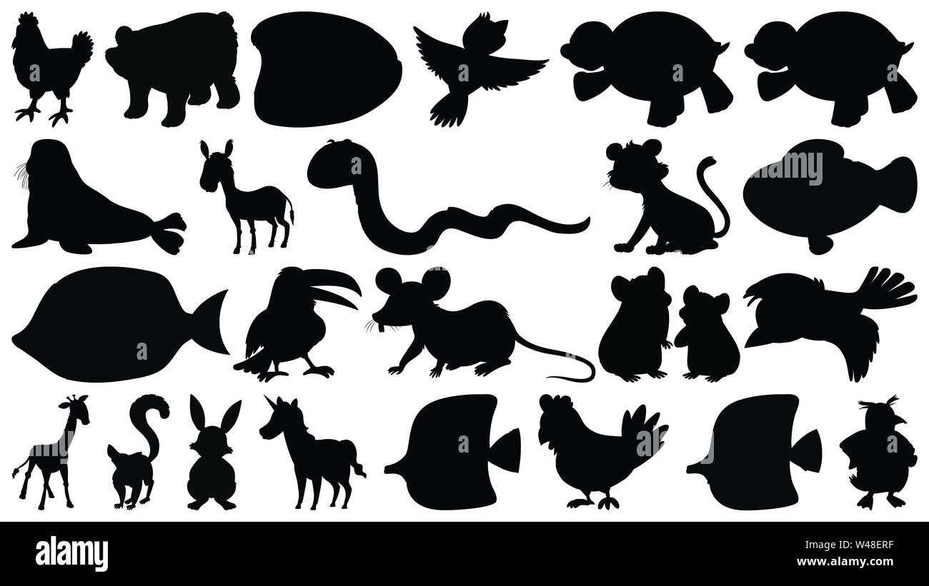 Set of silhouette animals illustration Stock Vector Image & Art - Alamy