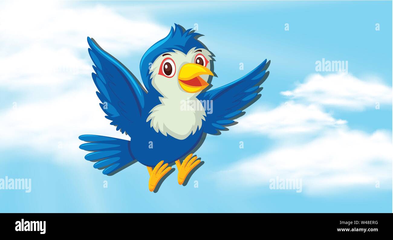 Cartoon Bird Flying In The Sky