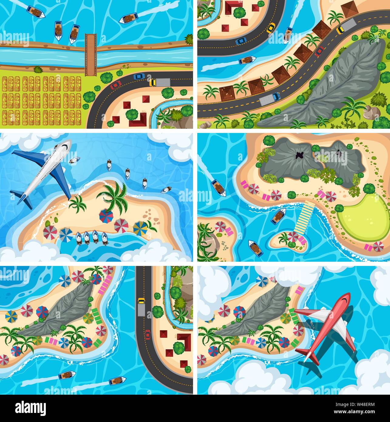 Set of aerial view scenes illustration Stock Vector Image & Art - Alamy
