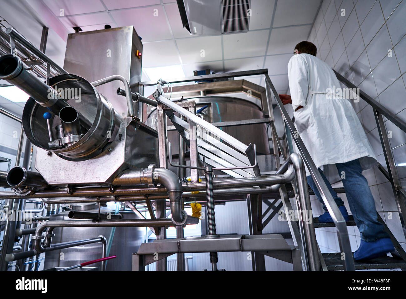 line for the production of milk Stock Photo - Alamy