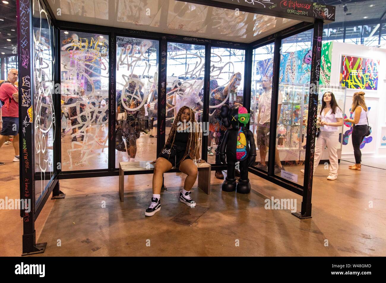 July 20, 2019 - Twin Lakes, Wisconsin, U.S - Attendees pose in an art installation during ...