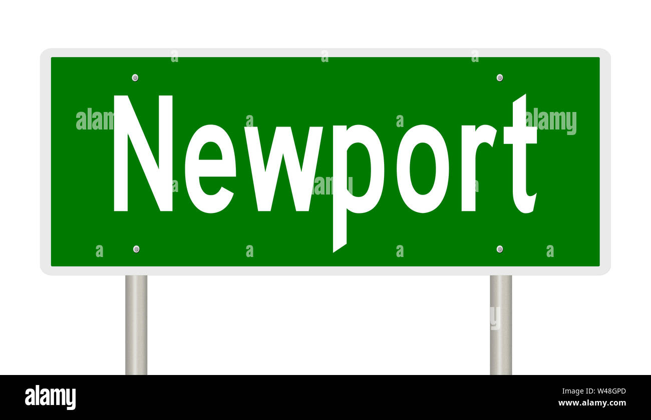 Rendering of a green highway sign for Newport Stock Photo - Alamy