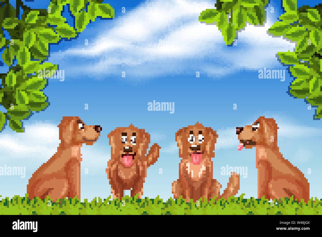 Dogs in nature scene illustration Stock Vector Image & Art - Alamy