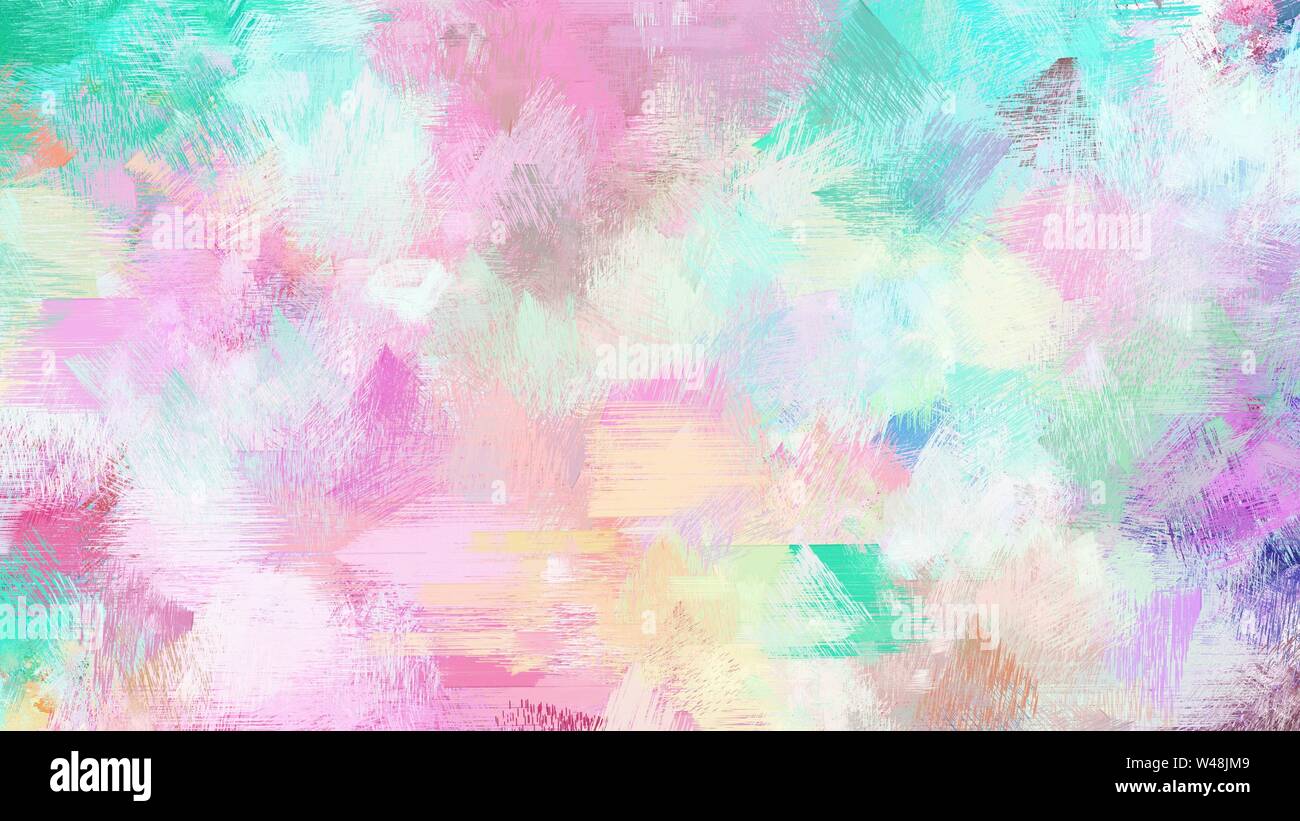brush painting with light gray, medium turquoise and pastel violet ...
