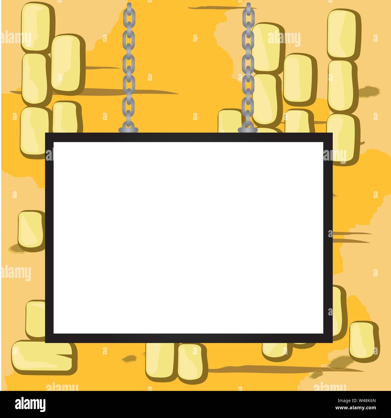 Whiteboard rectangle frame empty space attached surface chain blank ...