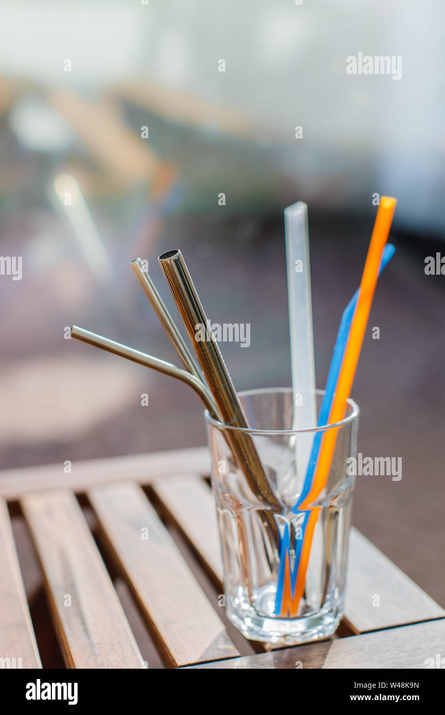A Collection of Metal and Plastic Straw Stock Photo - Alamy