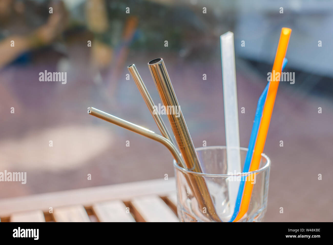 A Collection of Metal and Plastic Straw Stock Photo - Alamy