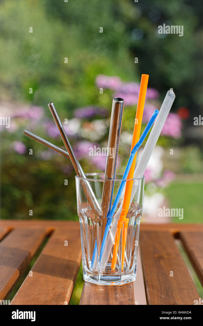A Collection of Metal and Plastic Straw Stock Photo - Alamy