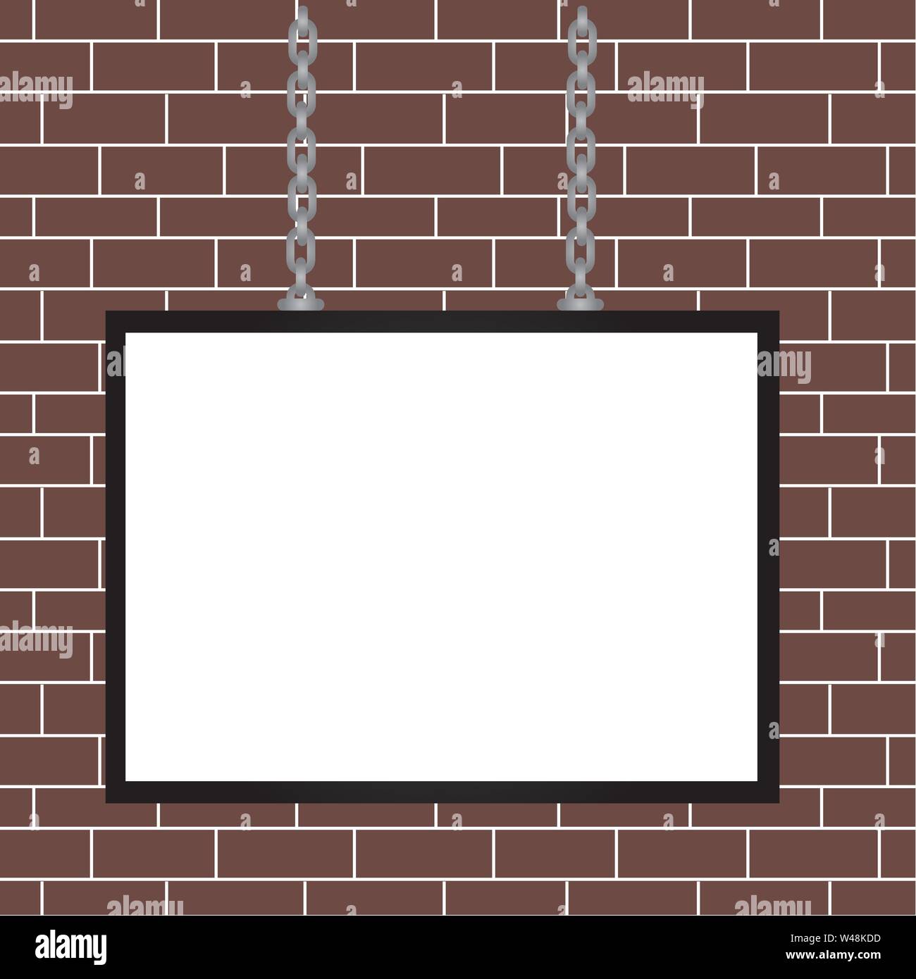 Whiteboard rectangle frame empty space attached surface chain blank ...