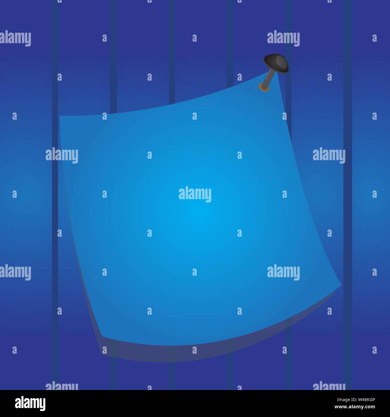 Curved reminder paper memo nailed colorful surface stuck blank pin ...