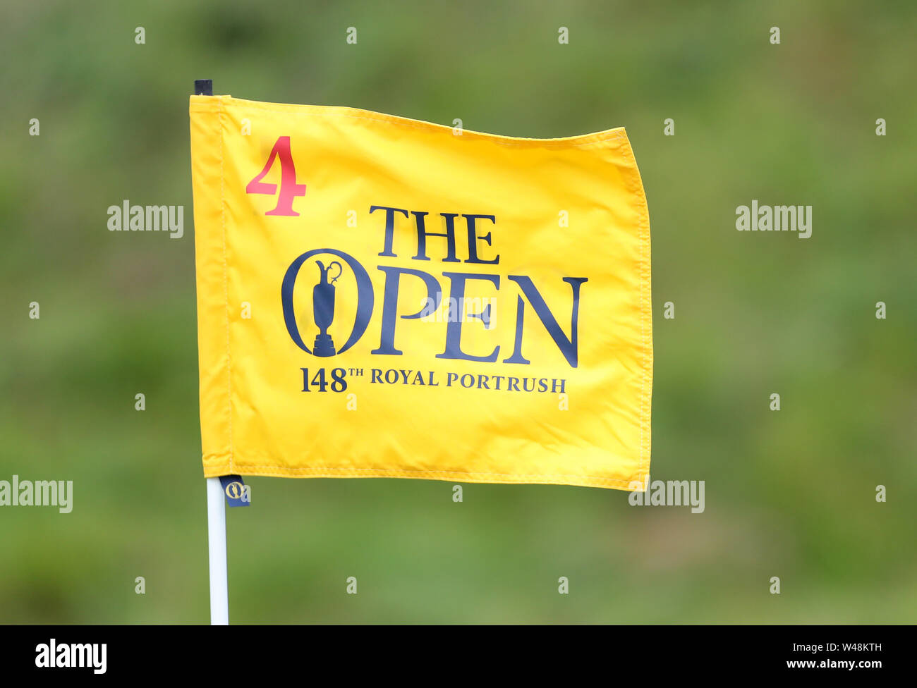 A view of the 4th pin flag during day four of The Open Championship ...