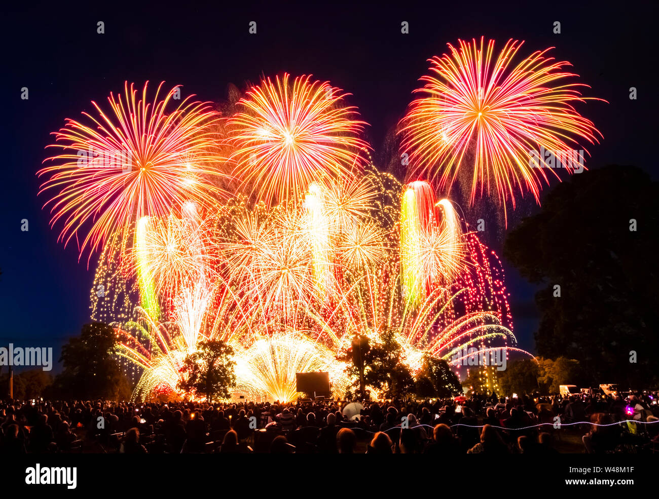 Thousands of people watch a fireworks display, as the UK's finest ...