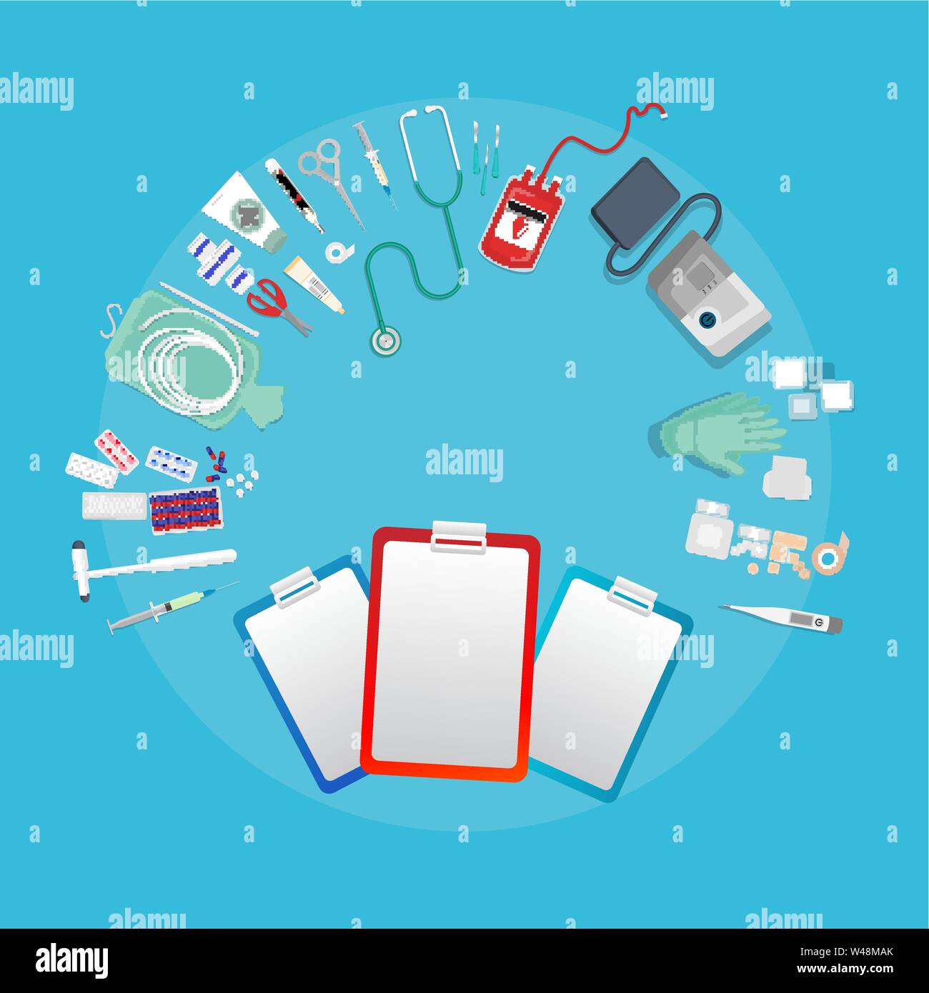 Medical equipment flat web and print illustration doctor medical ...