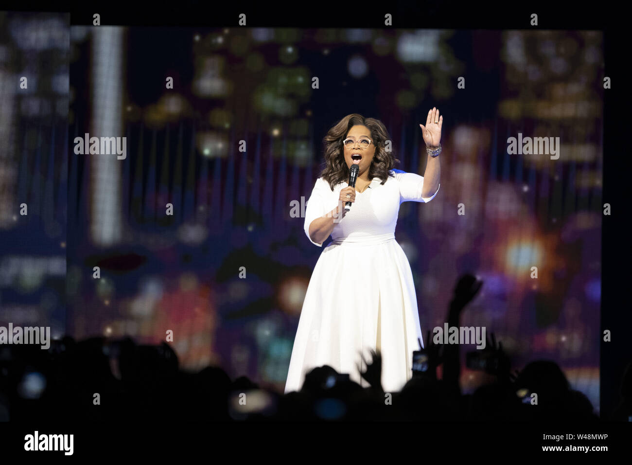 Inspirational public figure Oprah Winfrey on stage during her ’Your ...