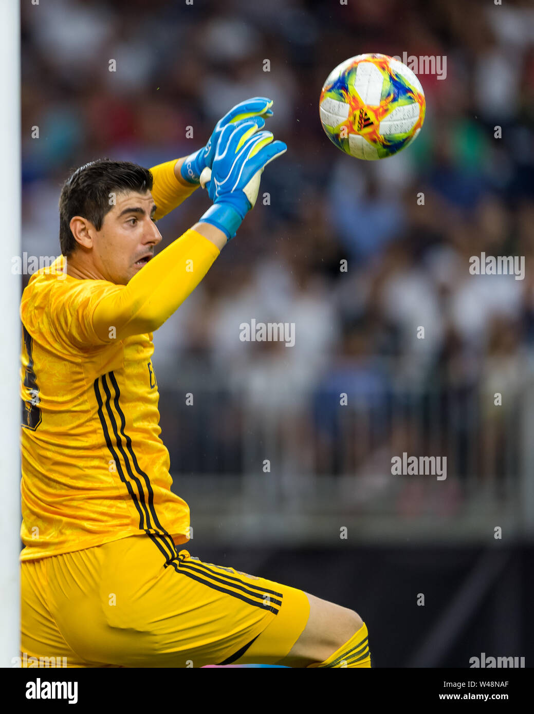 July 20, 2019: Real Madrid goalkeeper Thibaut Courtois (13) saves the ...