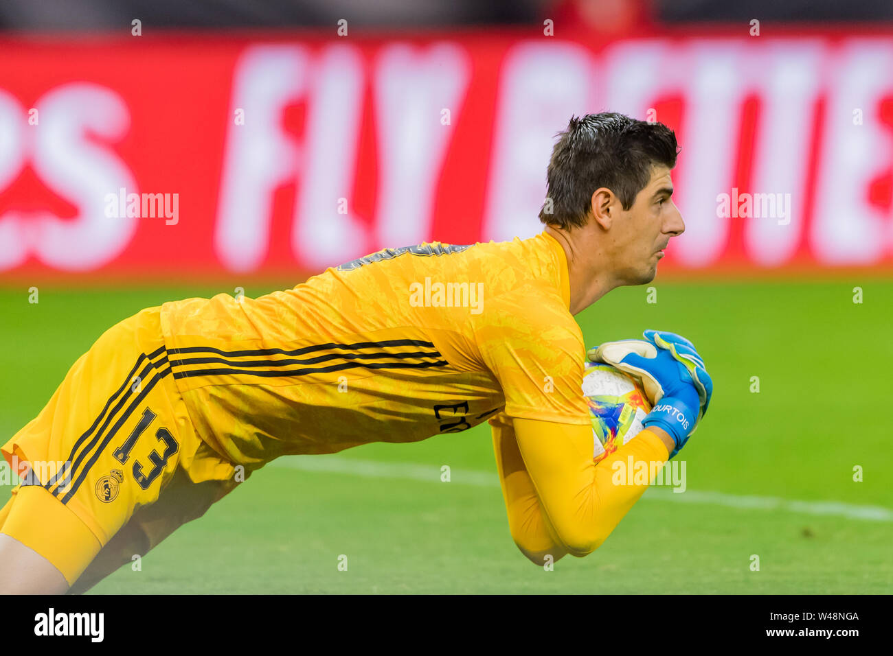 July 20, 2019: Real Madrid goalkeeper Thibaut Courtois (13) catches the ...