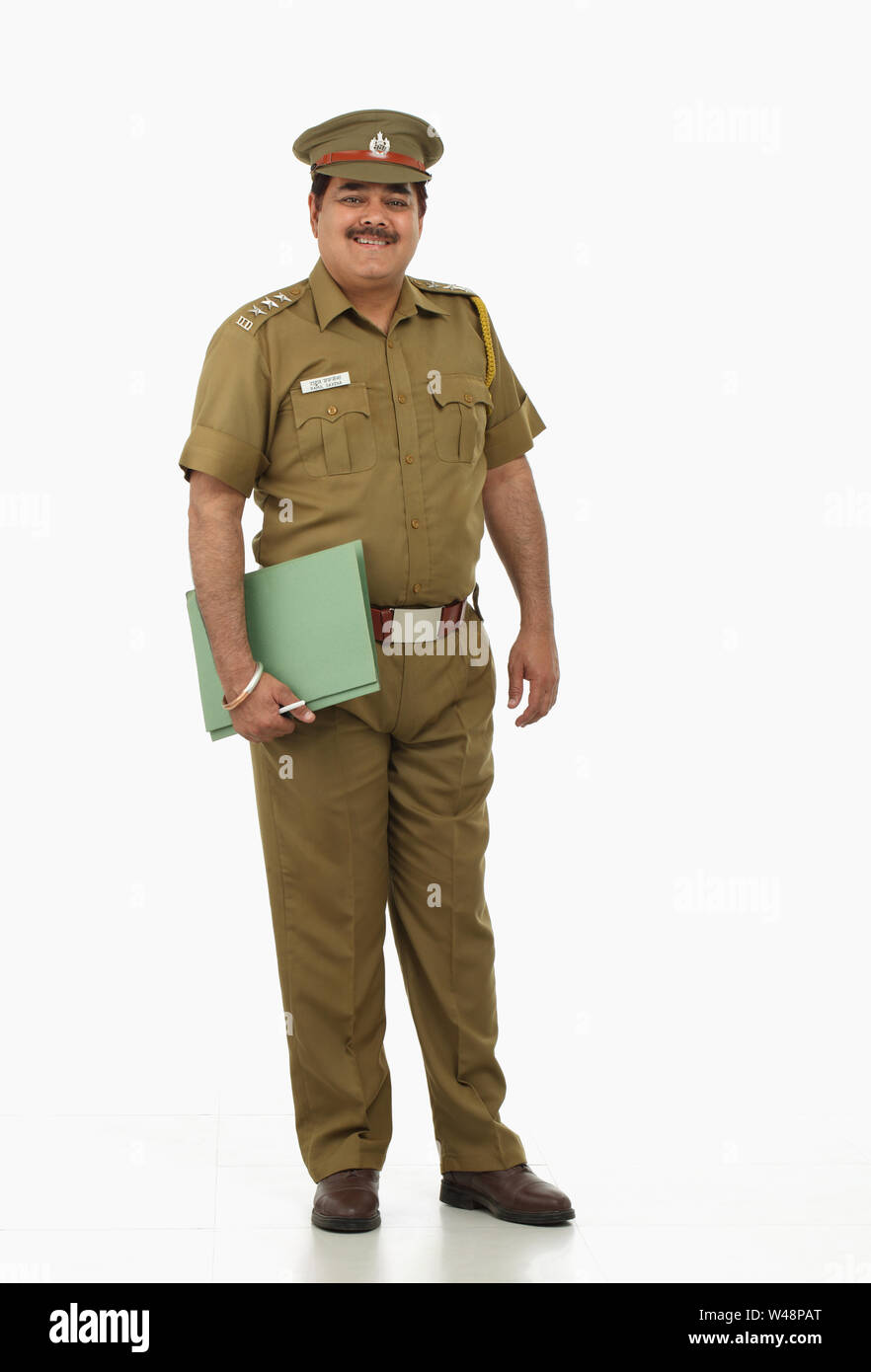 Indian Police Man Officer Standing High Resolution Stock Photography ...
