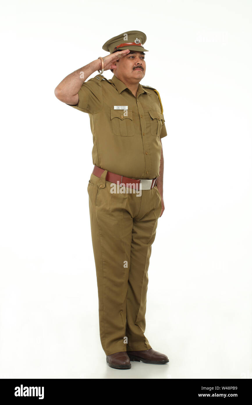 Indian Police Man Officer Standing High Resolution Stock Photography ...