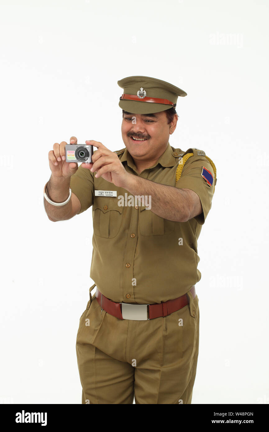 Indian police officer belt hi-res stock photography and images - Alamy