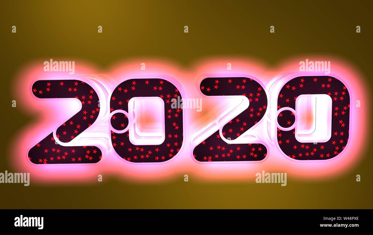 2020 typography on a golden background. Year 2020 greeting card with ...