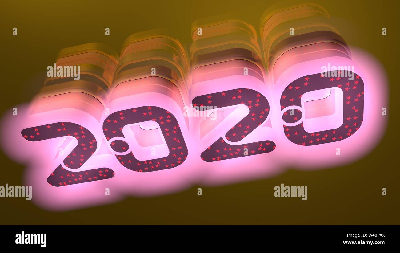 2020 typography on a golden background. Year 2020 greeting card with ...