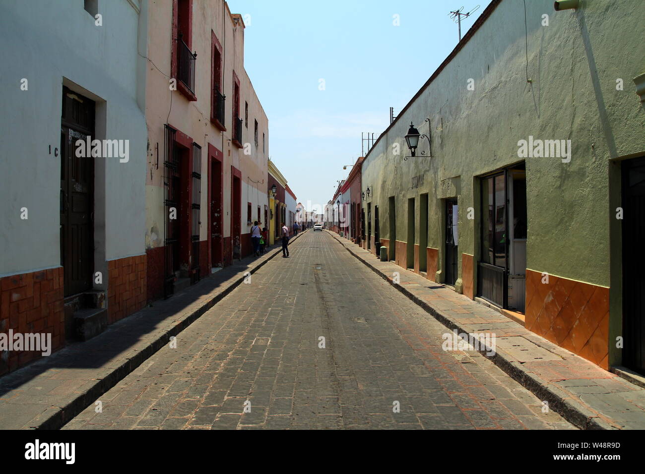 Old street in the historic center of Santiago de Queretaro, Mexico ...