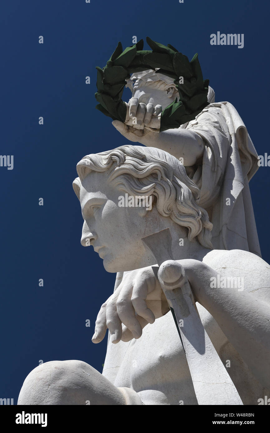 statue of genius;rua augusta arch;praca do comercio;lisbon;portugal ...