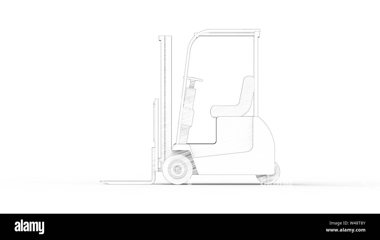 3d rendering of a industrial fork lift isolated in white ...